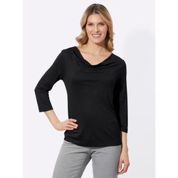 Classic Basics Damen Wasserfallshirt "Wasserfallshirt", schwarz, Gr. 48, unifarben, 100% Viskose, Shirts