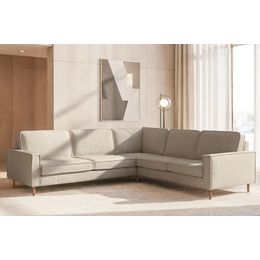 Ecksofa Home Affaire, B:290cm H:89cm T:250cmcreme, 100% Polyester, Wohnzimmer, Sofas, "Pinto Skandi, 290 cm, Chenille, Struktur, Ottomane links /