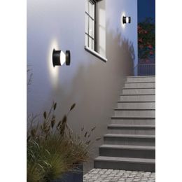 Eglo Wandleuchte "Melzo Au&szlig;en-Wandlampe, Au&szlig;enlampe aus Aluguss und Kunststoff, IP44", 1, &Oslash; 13,5cm H: 13cm, 1 Stk., schwarz, Badezimmer, Leuchten,