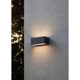 Eglo Wandleuchte "Spongano Wandlampe, Au&szlig;enbeleuchtung, Aluminium und Glas, IP65, Lampe", 2, H: 9cm, 1 Stk., schwarz, Terrasse, Leuchten,