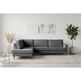 Ecksofa Home Affaire, B:290cm H:85cm T:217cmdunkelgrau, 100% Polyester, Wohnzimmer, Sofas, "Pinto Skandi, 290 cm, Chenille, Struktur, Ottomane links