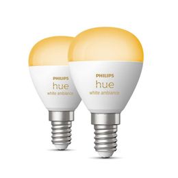 PHILIPS Hue White Ambiance LED, 2er Set E14, 2200-6500 K, 5,3 W, 8719514491168,