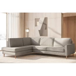 Ecksofa Home Affaire, B:290cm H:89cm T:217cmsilber grau, 100% Polyester, Wohnzimmer, Sofas, "Pinto Skandi, 290 cm, Chenille, Struktur, Ottomane links