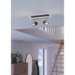 Eglo Deckenleuchte "Rimbocchi Deckenlampe, Metall und Holz-Optik, Spotbalken schwenkbar", 1, H: 15cm, 1 Stk., schwarz, Wohnzimmer, Leuchten, Spot -