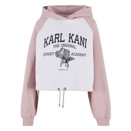 Karl Kani Damen Kapuzenpullover "Karl Kani"wei&szlig;, rose, Gr. XS, mehrfarbig, 65% Baumwolle (Bio), 35% Polyester (Recycelt), Pullover