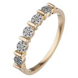 Jobo Damen Diamantring, 58, P1 = bei 10-facher Vergr&ouml;&szlig;erung erkennbare Einschl&uuml;sse, Diamanten Gelbgold 585, gelb, Diamanten, Gelbgold 585,