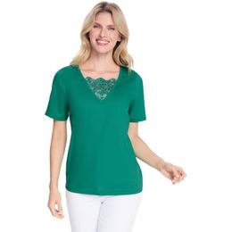 Damen 2-in-1-Shirt mit Glitzerdruck smaragd, Gr&ouml;&szlig;e 54