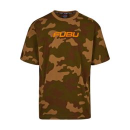 Fubu Damen T-Shirt "Fubu Herren FM221-001-01 Fubu Corporate Camo Tee"olive, orange, Gr. S, gemustert, 100% Baumwolle, Shirts