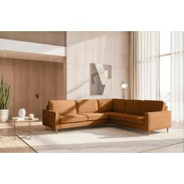 Ecksofa Home Affaire, B:290cm H:89cm T:250cmbrick rot, 100% Polyester, Wohnzimmer, Sofas, "Pinto Skandi, 290 cm, Chenille, Struktur, Ottomane links /