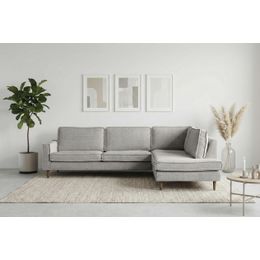 Ecksofa Home Affaire, B:290cm H:85cm T:217cmsilber grau, 100% Polyester, Wohnzimmer, Sofas, "Pinto Skandi, 290 cm, Chenille, Struktur, Ottomane links
