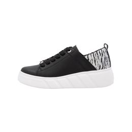 Plateausneaker Rieker "Rieker Sneaker Glattleder", Damen, Gr. 39, schwarz (schwarz, wei&szlig;), Glattleder, Schuhe Plateausneaker