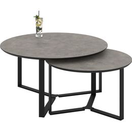 Couchtisch Hela, grau, Wohnzimmer, Tische, "MASSA", 2er Set, Gestell rechteckig, Melamin mit Schweizer Kante