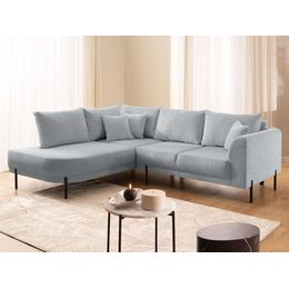 Ecksofa Home Affaire, B:231cm H:83cm T:198cmhellgrau, 100% Polyester, Sofas, "NELLIA L-Form mit Ottomane rechts oder links bestellbar, Breite 231