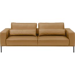 3-Sitzer Musterring, B:242cm H:88cm T:107cmcurcuma, 100% Leder, Sofas, "JustBPM100", XL-Sofa, wahlweise mit Nierenkissen und mot. Sitzauszug, Fu&szlig;