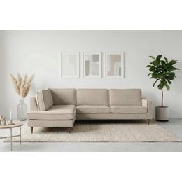 Ecksofa Home Affaire, B:290cm H:85cm T:217cmcreme, 100% Polyester, Wohnzimmer, Sofas, "Pinto Skandi, 290 cm, Chenille, Struktur, Ottomane links /