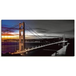 Leinwandbild Artland, B:100cm H:50cm T:1,8cm, schwarz, Leinwand, Wohnzimmer, Bilder, "The Golden Gate Bridge", auf Holzrahmen gespannt