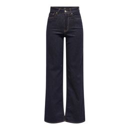 High-waist-Jeans Only "ONLMADISON BLUSH HW WIDE DNM REA024 NOOS", Damen, Gr. M (38), L&auml;nge 30, dunkelblau denim detail:rinse, Denim/Jeans, Obermaterial: 92% Baumwolle, 6% Elastomultiester, 2% Elasthan, unifarben, relaxed fit, Jeans High-Waist-Jeans