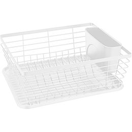 Geschirrst&auml;nder Wenko "Modell Drip", wei&szlig;, B:36cm H:15cm T:30cm, Kunststoff, Metall, Geschirrst&auml;nder, Geschirrabtropfer mit abnehmbarem Besteckkorb und Abtropfschale