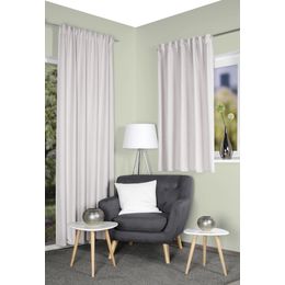 Vorhang Home Wohnideen, B:135cm H:245cm, beige, Polyester, K&uuml;che, Gardinen, "ESKAMIO", Thermo, Blickdicht, Leinenstruktur, &Uuml;berbreite