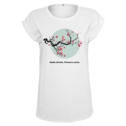 MisterTee Damen T-Shirt "MisterTee Damen Ladies Flowers Unite Tee"wei&szlig;, Gr. XL, unifarben, 100% Baumwolle, Shirts