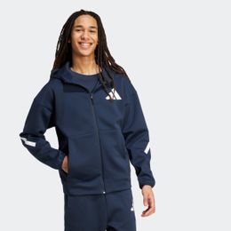 Kapuzensweatshirt adidas Sportswear "M Z.N.E. FZ", Herren, Gr. S, blau (aurora ink), Obermaterial: 57% Polyester, 43% Baumwolle, normal, Rundhals, Sweatshirts, f&uuml;r sportliche Aktivit&auml;ten, aus Polyester und Baumwolle