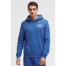 CAMP DAVID Herren Kapuzensweatshirttrue blau, Gr. L, bedruckt, Sweatware, Material: 65% Baumwolle, 35% Polyester, Sweatshirts, mit K&auml;ngurutasche