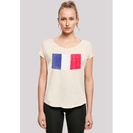 F4NT4STIC Damen T-Shirt "France Frankreich Flagge distressed", beige, Gr. XS, Obermaterial: 100% Baumwolle, Shirts, Print