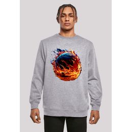 F4NT4STIC Damen Kapuzenpullover "Basketball On Fire Sport CREW", grau, Gr. XXL, Obermaterial: 50% Baumwolle, 50% Polyester, Pullover, Print