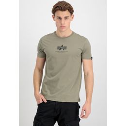 Herren Rundhalsshirt "Basic T ML", gr&uuml;n, Gr. L, Alpha Industries, bedruckt, Single Jersey, Obermaterial: 100% Baumwolle, Shirts, Baumwolle, regular
