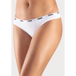 Puma Damen String, Gr. XS, schwarz, Obermaterial: 95% Baumwolle, 5% Elasthan, bedruckt, unifarben, Unterhosen, mit Logobund