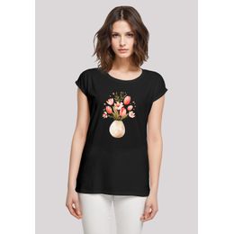 F4NT4STIC Damen T-Shirt "Rosa Fr&uuml;hlingsblumenstrau&szlig; in Vase", schwarz, Gr. 5XL, Obermaterial: 100% Baumwolle, Shirts, Premium Qualit&auml;t