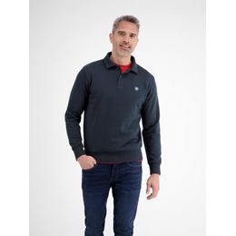 Lerros Herren Langarm-Poloshirt "FELPA", blau, Gr. M, unifarben, Sweatware, Obermaterial: 50% Baumwolle, 50% Polyester, Shirts, Sweatshirt mit