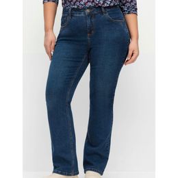 sheego Damen Bootcut-Jeans, blau, Gr. 46, unifarben, 99% Baumwolle, 1% Elasthan, Jeans