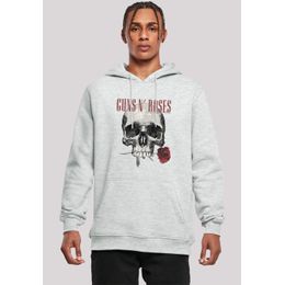 F4NT4STIC Herren Kapuzenpullover "Guns 'n' Roses Flower Skull Rock Musik Band", grau, Gr. M, Obermaterial: 65% Baumwolle, 35% Polyester, Pullover,