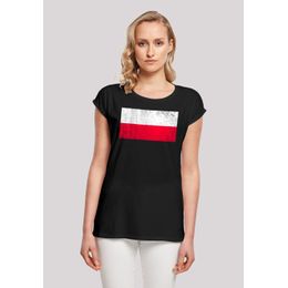 F4NT4STIC Damen T-Shirt "Poland Polen Flagge distressed", schwarz, Gr. M, Obermaterial: 100% Baumwolle, Shirts, Print