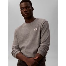 Herren Langarmshirt "LS WAFFLE BADGE CREWNK TEE"med grau htr, Gr. XXL, Calvin Klein Jeans, unifarben, Single Jersey, Obermaterial: 60% Baumwolle, 40%