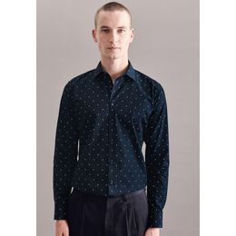 Seidensticker Herren Businesshemd "X-Slim", blau, Gr. 37, bedruckt, 100% Baumwolle, Hemden, X-Slim 1/1 Kentkragen Druck