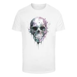 MisterTee Damen T-Shirt "MisterTee Colorful Skull Tee"wei&szlig;, Gr. L, bedruckt, 100% Baumwolle, Shirts