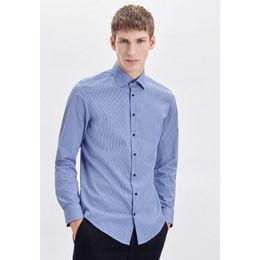 Seidensticker Herren Businesshemd "Slim", blau, Gr. 43, kariert, 100% Baumwolle, Hemden, Slim 1/1 Kentkragen Karo
