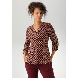 Aniston CASUAL Damen Schlupfbluse, schwarz-wei&szlig;, Gr. 38, bedruckt, gemustert, Single Jersey, Obermaterial: 95% Viskose, 5% Elasthan, Blusen, mit