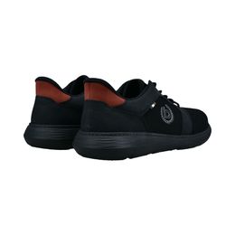 Bugatti Herren Sneaker, Gr. 45schwarz, Lederimitat, Textil, Schuhe, Freizeitschuh, Halbschuh, Slipper mit seitlichem Logo-Icon