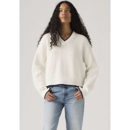 Levi's LEVI'S Damen Strickpullover "REESE VNECK SWEAT"tofu, Gr. M, unifarben, Strick, Obermaterial: 60% Baumwolle, 40% Polyacryl, Pullover, mit V-Ausschnitt