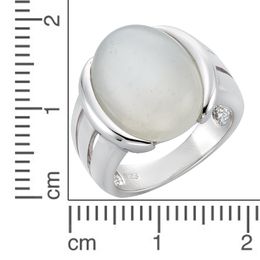 ZEEme Damen Fingerring "Silber 925 rhodiniert mit echtem Mondstein 16x12mm", 054 (17,2), Silber 925 (Sterlingsilber), wei&szlig;, Silber 925