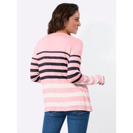 Casual Looks Damen T-Shirt "Shirt-Twinset", rosa, Gr. 50, gemustert, gestreift, mehrfarbig, 95% Viskose, 5% Elasthan, Shirts