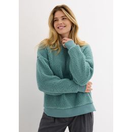 bonprix Damen Fleecepullover "Teddy-Fleecepullover", gr&uuml;n, Gr. 40, Obermaterial: 100% Polyester, Sweatshirts, Teddy-Fleecepullover