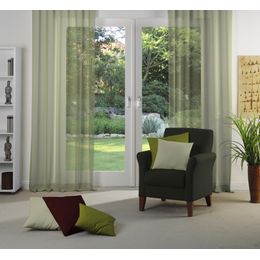 Vorhang WIRTH, B:141cm H:145cm, gr&uuml;n, Jacquard, Baumwolle, Polyester, Wohnzimmer, Gardinen, "Sunday", nach Ma&szlig;