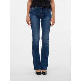 V&eacute;ro Moda VERO MODA Damen Bootcut-Jeans "VMFLASH MR FLARED JEANS LI3110 GA NOOS", blau, Gr. XS, unifarben, Denim/Jeans, Obermaterial: 89% Baumwolle, 9%