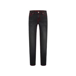 SOCCX Damen Regular-fit-Jeansschwarz, Gr. 27, Abriebeffekte, Denim/Jeans, Material: 63% Baumwolle, 25% Polyester, 10% Viskose, 2% Elasthan, Zusatz: