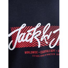 Jack & Jones Jungen Langarmshirt "JJURBAN TEE LS CREW NECK JNR", blau, Gr. 128, JACK & JONES JUNIOR, bedruckt, unifarben, Single Jersey, Obermaterial: 100%