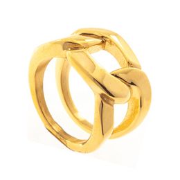Jobo Damen Fingerring "Ring Damenring breit Statement", 58, Edelstahlgoldfarben, Edelstahl, Fingerringe, Edelstahl goldfarben beschichtet